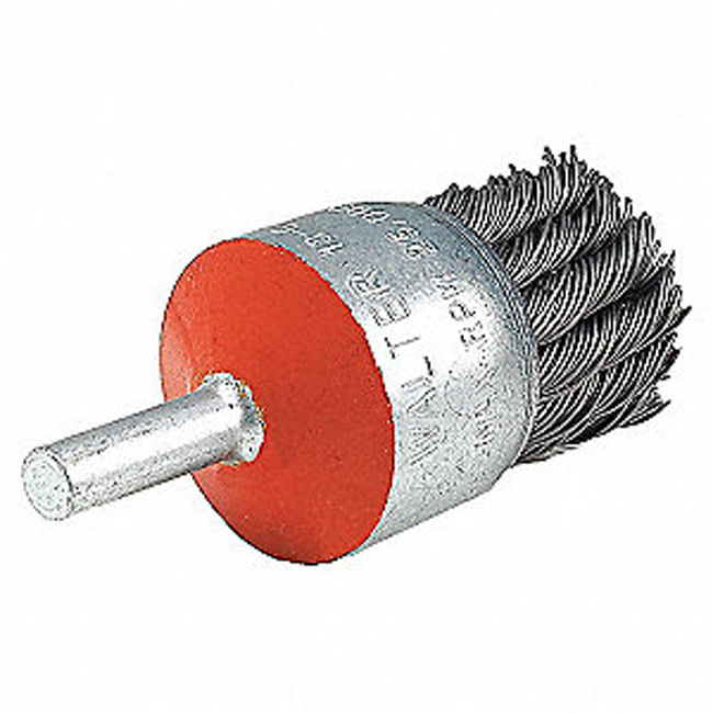 Orange Straight Mounted Knot-Twisted Wires Brush