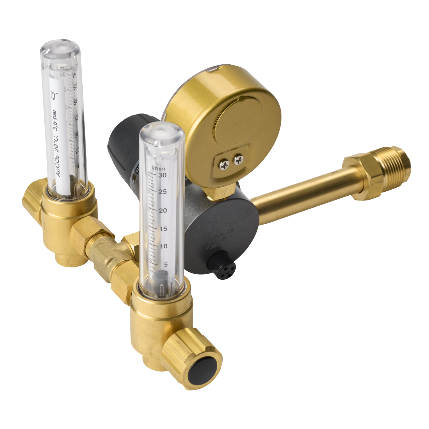 High Performance Argon/CO2 Single Stage Regulator w/ Dual Flowmeter ...
